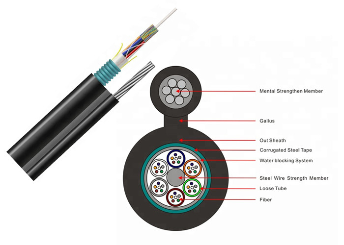 GYTC8S Outdoor Fiber Optic Armoured Cable Steel Wire Self Supporting ...